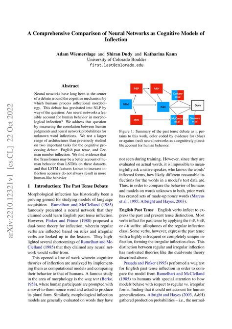 Pdf A Comprehensive Comparison Of Neural Networks As Cognitive Models Of Inflection