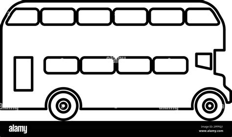 Double Decker London Bus City Transport Double Decker Sightseeing Contour Outline Line Icon