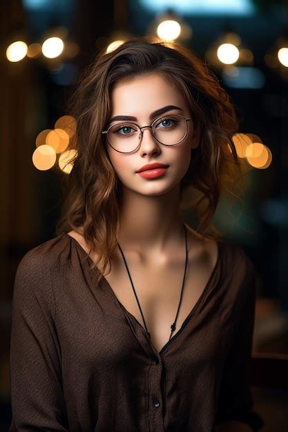 Premium Photo Beautiful Girl In Glasses Posing