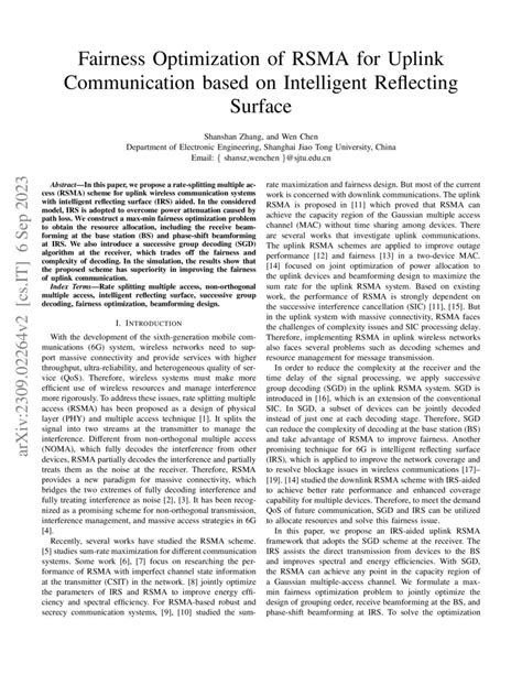 Fairness Optimization Of Rsma For Uplink Communication Based On Intelligent Reflecting Surface