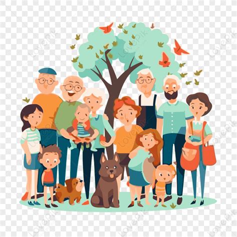 가족 모임 클립 아트 젊은 가족 개 만화 벡터 Png 일러스트 무료 다운로드 Lovepik