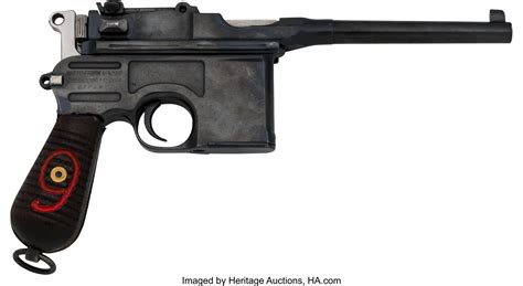 German Mauser C96 Red Nine Broomhandle Semi Automatic Pistol