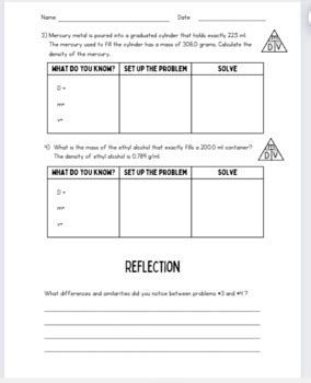 Density Calculations Worksheet And Answers By Baumann Chemistry