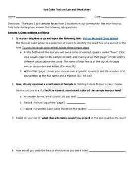 Soil Color And Texture Lab Worksheet By The Babe Barn Owl TPT