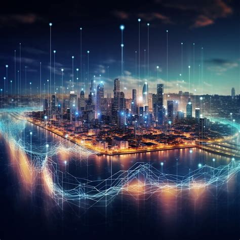 Premium Ai Image Smart City And Abstract Dot Point Connect With Gradient Lines