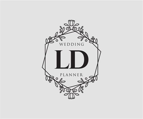 Ld Initials Letter Wedding Monogram Logos Collection Hand Drawn Modern Minimalistic And Floral