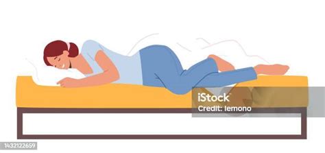 소녀는 구부러진 다리로 옆에서 자고 있습니다 여성 캐릭터 잠자는 포즈 여자는 편안한 침대에 누워 파자마 수면을 착용 잠자기에
