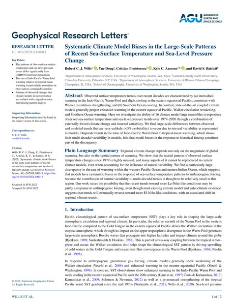 Systematic Climate Model Biases In The Large‐scale Patterns Of Recent Sea‐surface Temperature