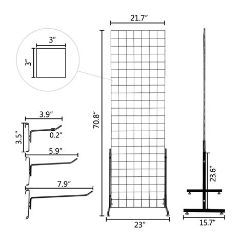 Bonnlo 6 X 2 Wire Grid Panel Tower With T Base Floorstanding Wire Grid Wall Display Rack With