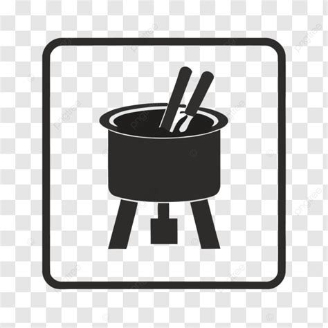 수프 냄비 기호 벡터 로고 아이콘 Irfana 흰색 배경에 있는 단순한 검은색 퐁듀 아이콘 그림자 없음 작은 프레임 중앙 Png 일러스트 및 벡터 에 대한 무료