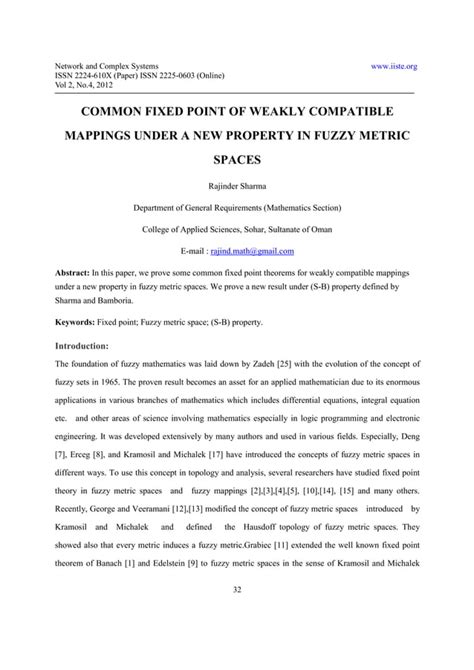 Common Fixed Point Of Weakly Compatible Pdf