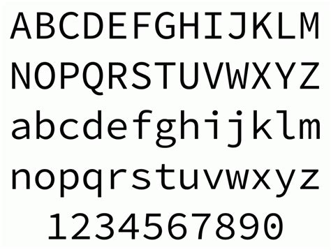 Source Code Pro Font List Entries