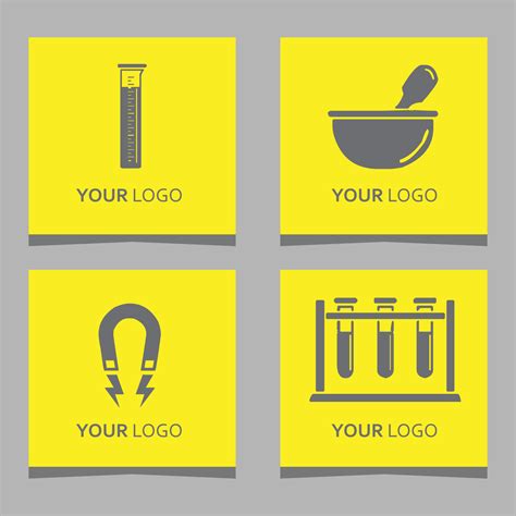 Chemical Logos And Laboratory Equipment Drawn On Colored Paper Very Suitable For Company Logos