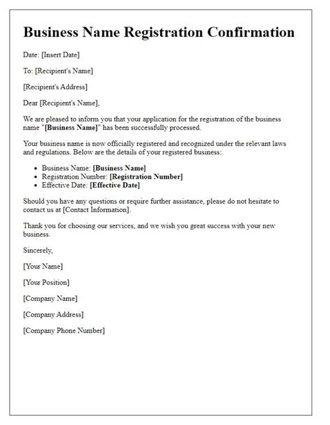 Letter Template For Business Registration Confirmation Free Samples In Pdf Letterin