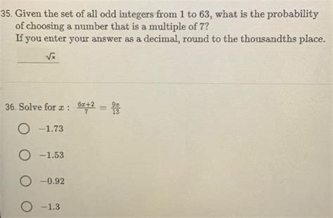 Answered 35 Given The Set Of All Odd Integers From 1 To 63 What Is