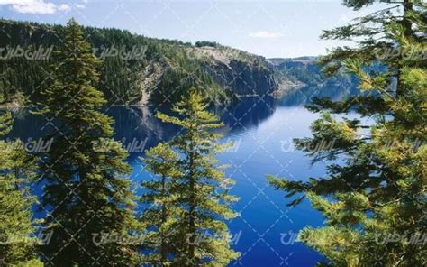 تصویر با کیفیت منظره زیبای دریاچه به همراه درختان جنگلی ایران طرح