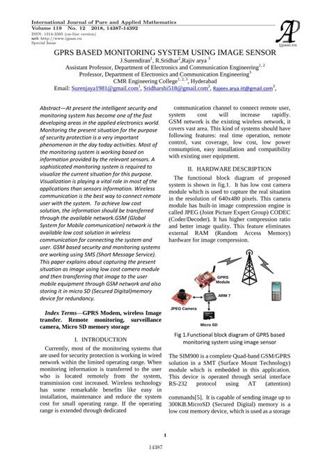 Pdf Gprs Based Monitoring System Using Image Sensor · Fig 1 Functional B Lock Diagram Of Gprs