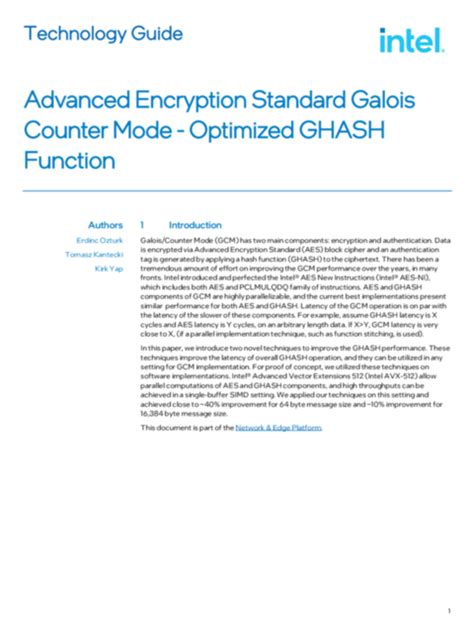 advanced encryption standard galois counter mode optimized ghash