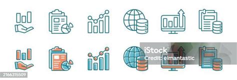 다이어그램 데이터 통계 차트 아이콘 벡터 비즈니스 재무 관리 보고서 분석 그래프 기호 일러스트 레이 션의 집합 공연에 대한 스톡 벡터 아트 및 기타 이미지 Istock