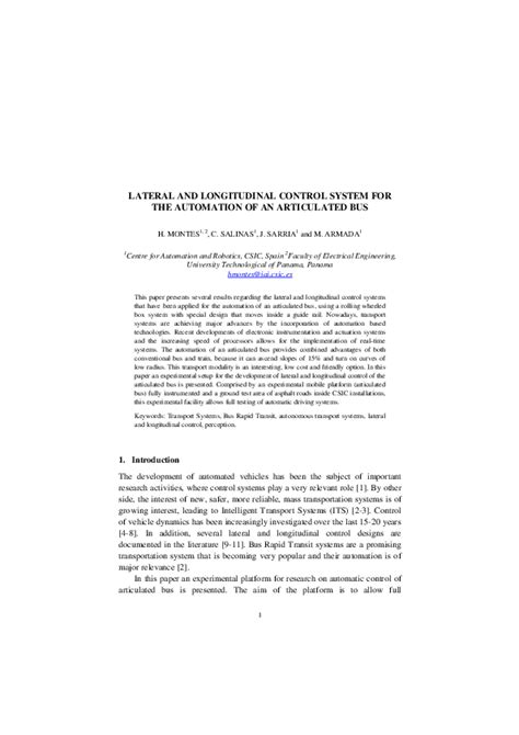 Pdf Lateral And Longitudinal Control System For The Automation Of An