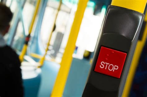 Premium Photo Close Up Of Stop Button In Bus