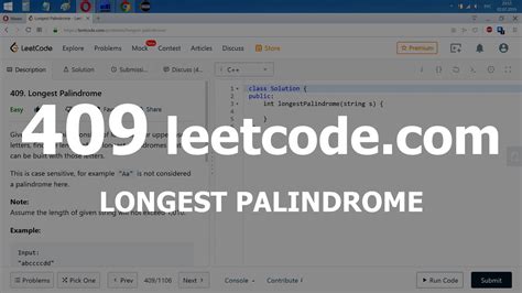 Разбор задачи 409 Longest Palindrome Решение на C Youtube