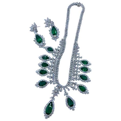 Emilio Jewelry Certified 168 Carat Royal Emerald Necklace And Earring