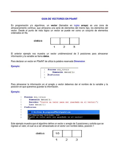 Guia Pseint 2016 Pdf Estructura De Datos De Matriz Áreas De