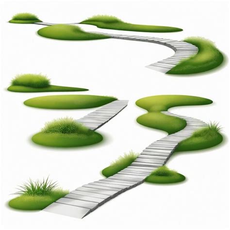 Premium Vector A Grass Path With A Bridge That Has A Path That Has