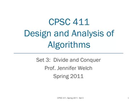 ppt cpsc 411 design and analysis of algorithms powerpoint