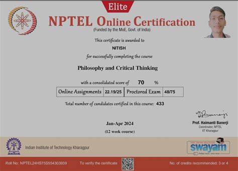 Nitish Chaudhary On Linkedin Nptel Achievement Hardwork Geetauniversity