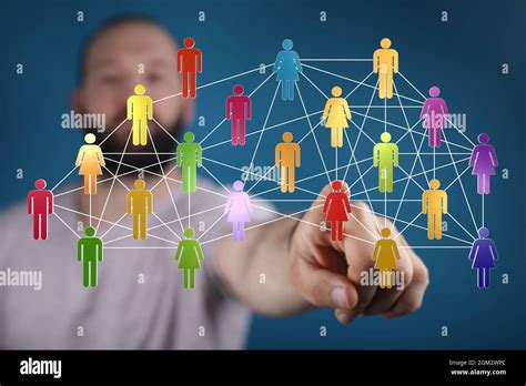 3d Rendering Of Colorful Human Figures Connected In A Scheme For Social