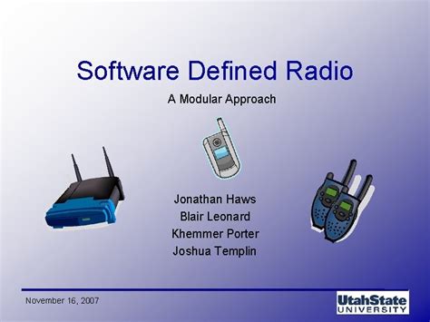 Software Defined Radio A Modular Approach Jonathan Haws