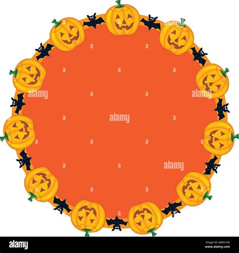 jack o lanterns in a circular border pattern stock vector image and art alamy