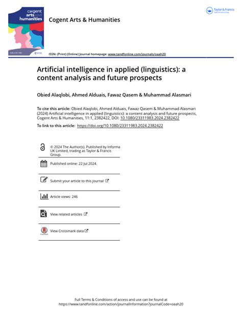 Artificial Intelligence In Applied Linguistics A Content Analysis Pdf