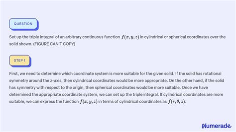 Solvedset Up The Triple Integral Of An Arbitrary Continuous Function F