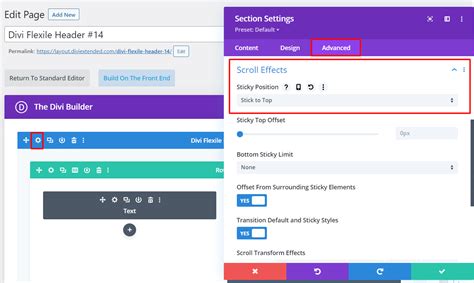 How To Enable And Disable Sticky Menu Divi Extended Documentation