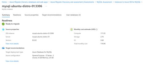 チュートリアル azure database for mysql への移行のための mysql 評価を作成する プレビュー
