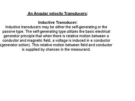 An Angular Velocity Transducers Inductive Transducer Inductive Transducers An Angular Velocity Transducers Inductive Transducer Inductive Transducers