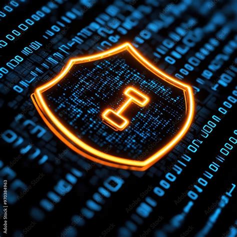 Glowing Shield Symbol Embedded In A Matrix Of Binary Code Illustrating