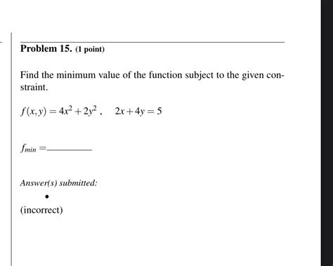 solved problem 15 1 ﻿point find the minimum value of the