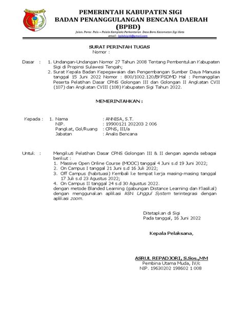 Surat Bkd Sigi Pdf