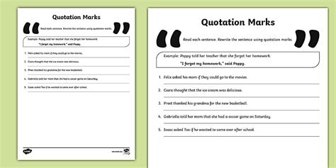 Using Quotation Marks Worksheet Twinkl Usa