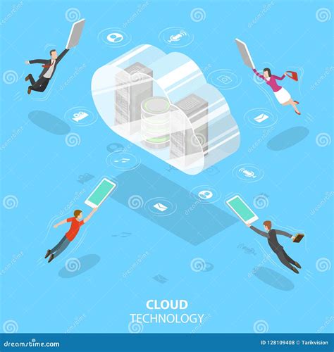 Cloud Computing Technology Isometric Flat Vector Concept Stock Vector Illustration Of