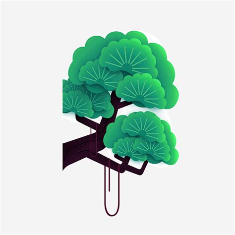 扁平化绿色树枝高清素材 中国风 国潮 树枝 玉树 免抠png 设计图片 免费下载