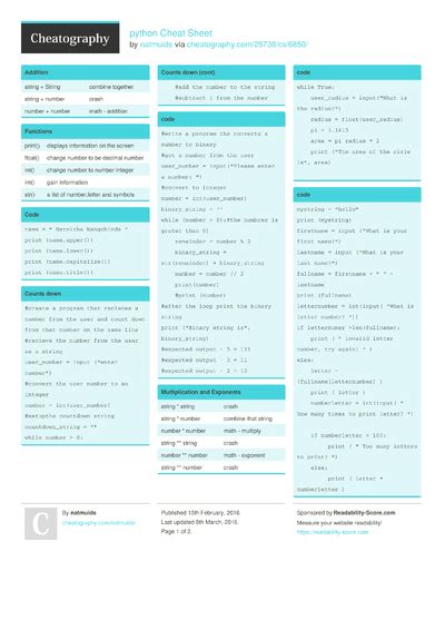 779 Python Cheat Sheets Cheat Sheets For Every Occasion