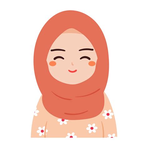 Hand Drawing Cartoon Girl Wearing Hijab With Smile Face 17293227 Png