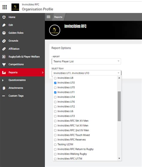 How Do I Run A Report For A Registered Player Club Admin Rfu
