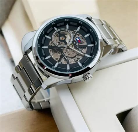 Tommy Hilfiger Automatic Watch For Men Elegant Black Dial