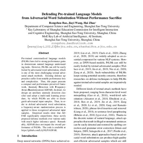 Defending Pre Trained Language Models From Adversarial Word Substitution Without Performance